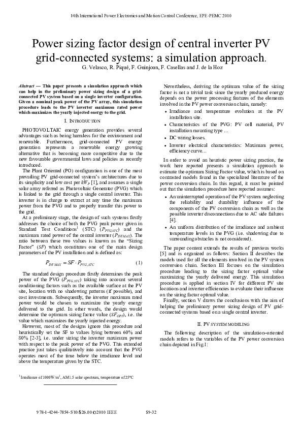 (PDF) Power sizing factor design of central inverter PV grid-connected ...