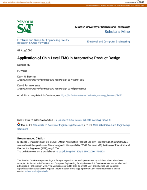 (PDF) Application of chip-level EMC in automotive product design