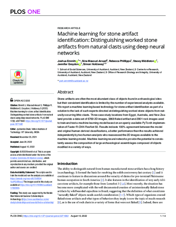 (PDF) Machine learning for stone artifact identification: Distinguishing worked stone artifacts ...