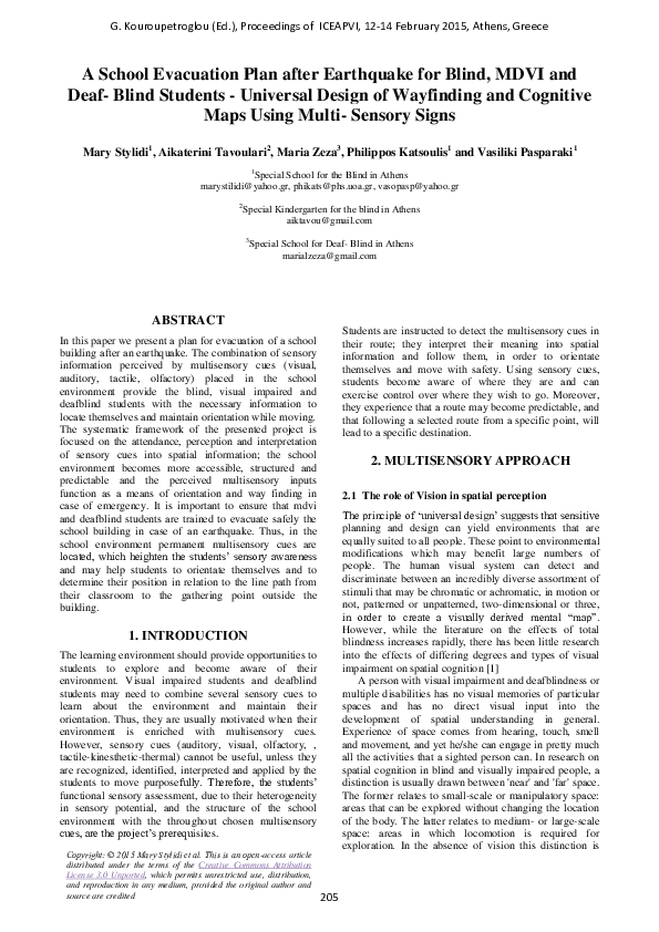 (PDF) A School Evacuation Plan after Earthquake for Blind, MDVI and Deaf- Blind Students ...