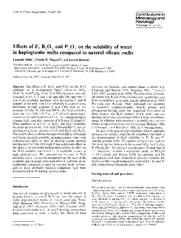 (PDF) Effects of F, B2O3 and P2O5 on the solubility of water in ...