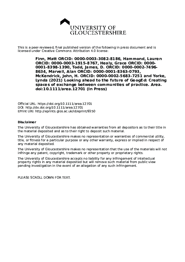 (PDF) Looking ahead to the future of GeogEd: Creating spaces of ...