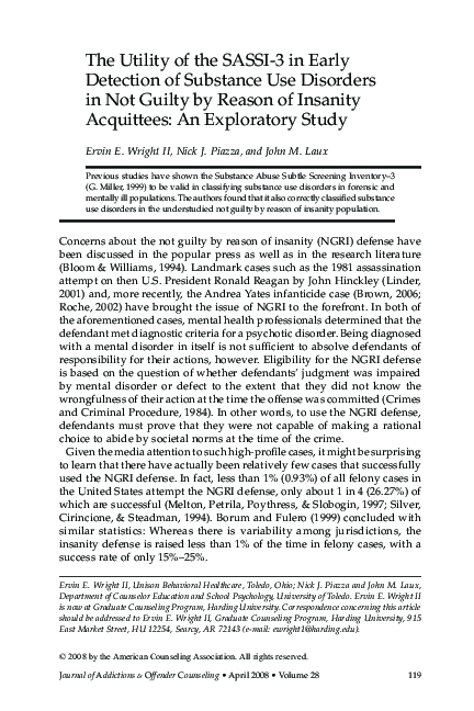 (PDF) The Utility of the SASSI-3 in Early Detection of Substance Use ...