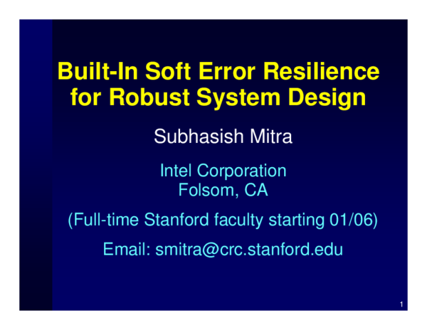 (PDF) Built-In Soft Error Resilience for Robust System Design