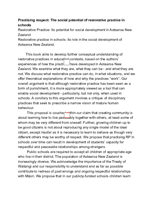 (PDF) Practising respect: The social potential of restorative practice ...