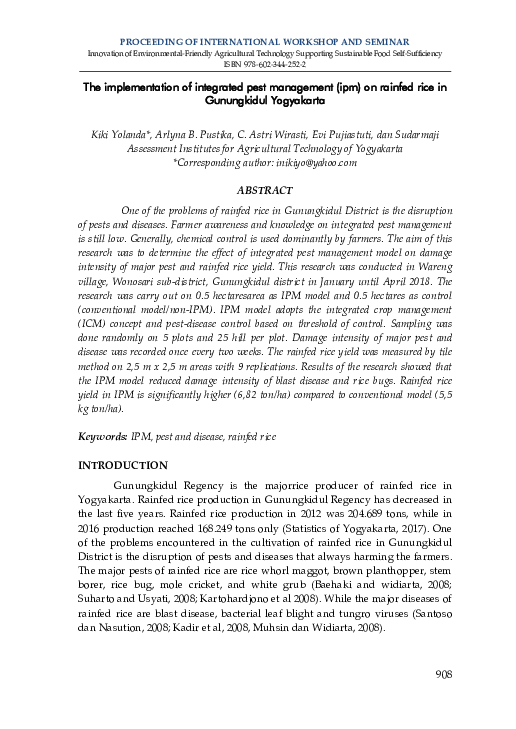 (PDF) The implementation of integrated pest management (ipm) on rainfed ...