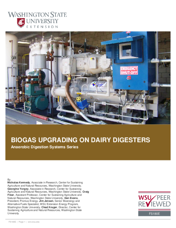 (PDF) Biogas upgrading on dairy digesters