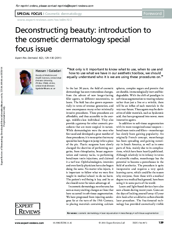 (PDF) Deconstructing beauty: introduction to the cosmetic dermatology ...