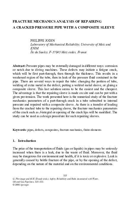 (PDF) Fracture Mechanics Analysis of Repairing a Cracked Pressure Pipe ...