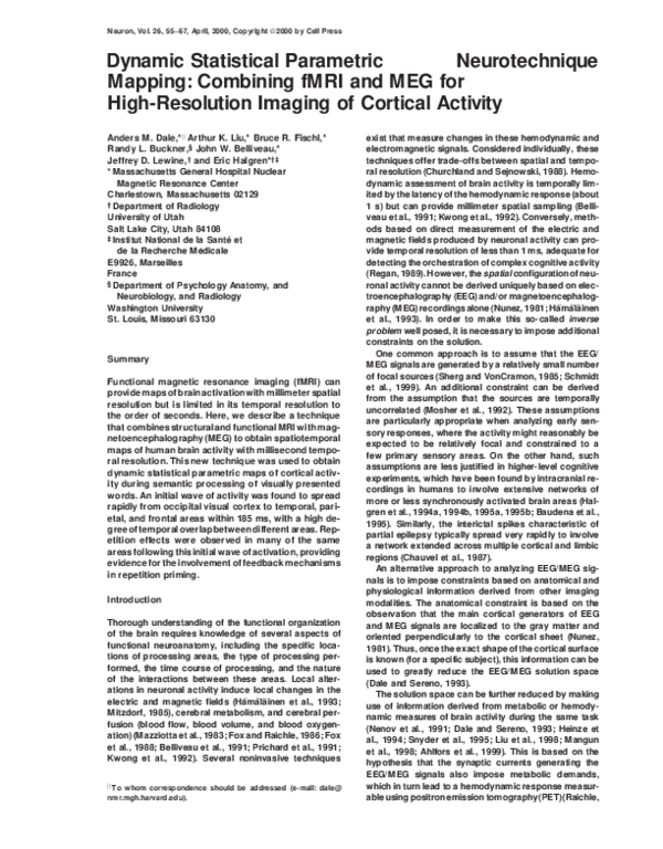 (PDF) fMRI and MEG Integration for Cortical Mapping