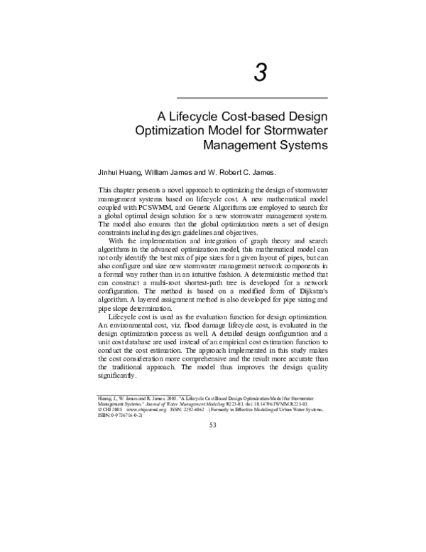 (PDF) A Lifecycle Cost Based Design Optimization Model for Stormwater Management Systems