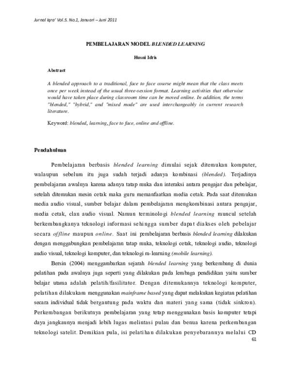 (PDF) Pembelajaran Model Blended Learning
