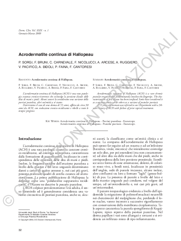 (PDF) Acrodermatite continua di Hallopeau