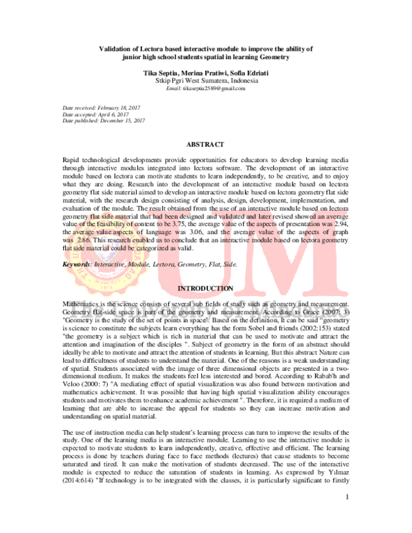 (PDF) Validation of Lectora based interactive module to improve the ...
