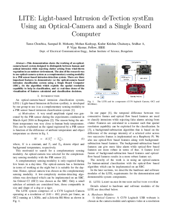 (PDF) LITE : Light-based Intrusion deTection systEm Using an Optical-Camera and a Single Board ...