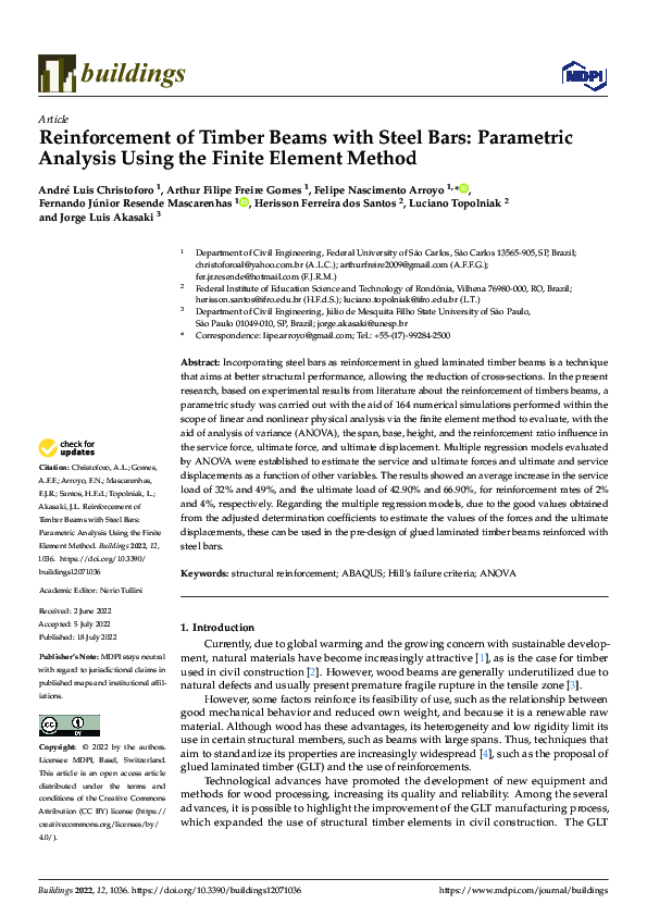 (PDF) Reinforcement of Timber Beams with Steel Bars: Parametric Analysis Using the Finite ...