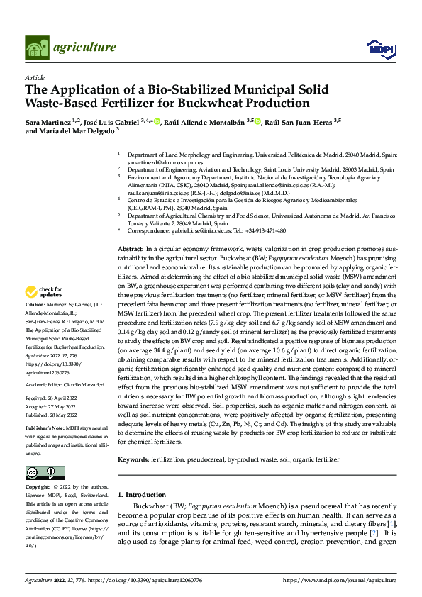 (PDF) The Application of a Bio-Stabilized Municipal Solid Waste-Based ...