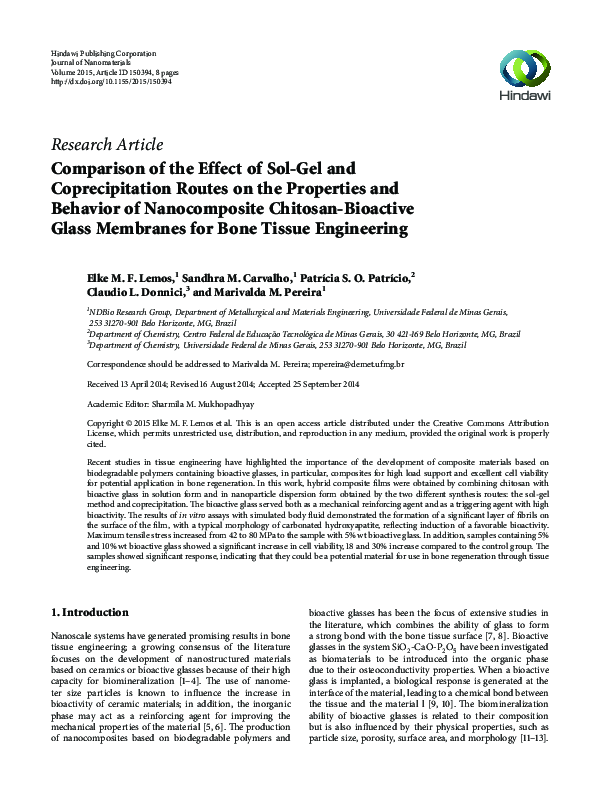 (PDF) Comparison of the Effect of Sol-Gel and Coprecipitation Routes on ...