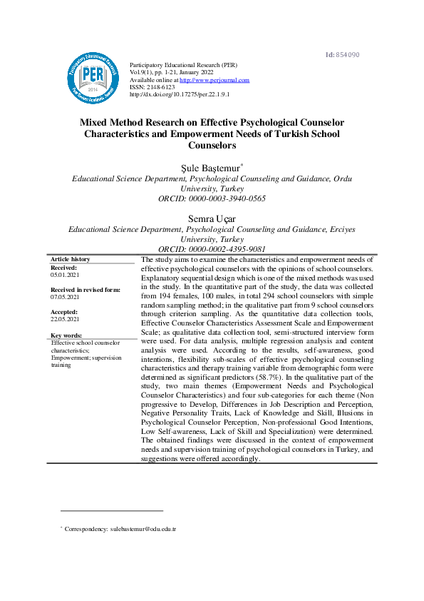 (PDF) Mixed Method Research on Effective Psychological Counselor ...