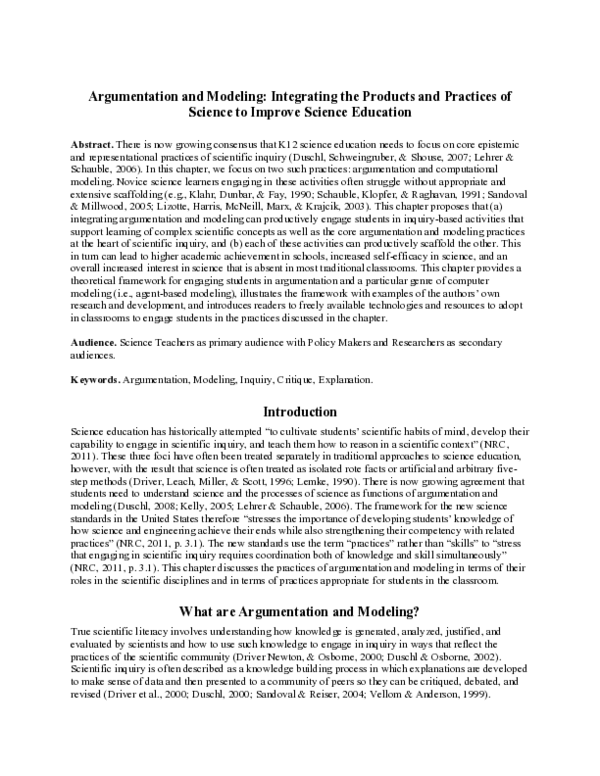 (PDF) Argumentation and Modeling