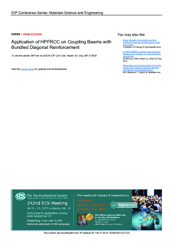 (PDF) Application of HPFRCC on Coupling Beams with Bundled Diagonal ...