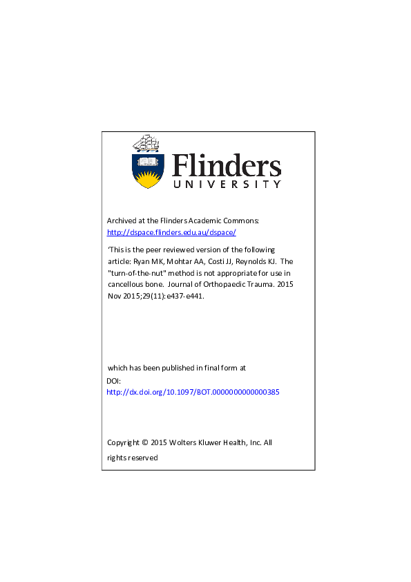 (PDF) “Turn-of-the-Nut” Method Is Not Appropriate for Use in Cancellous ...