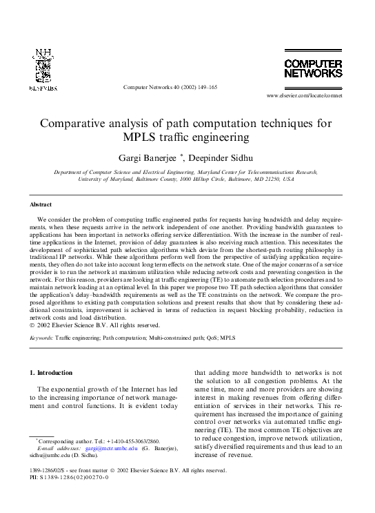 (PDF) MPLS traffic engineering