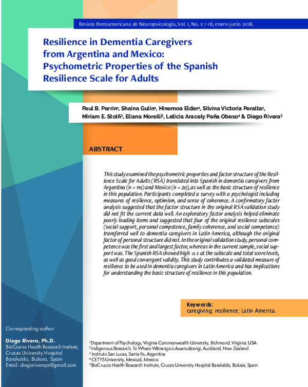 (PDF) Resilience in Dementia Caregivers from Argentina and Mexico ...
