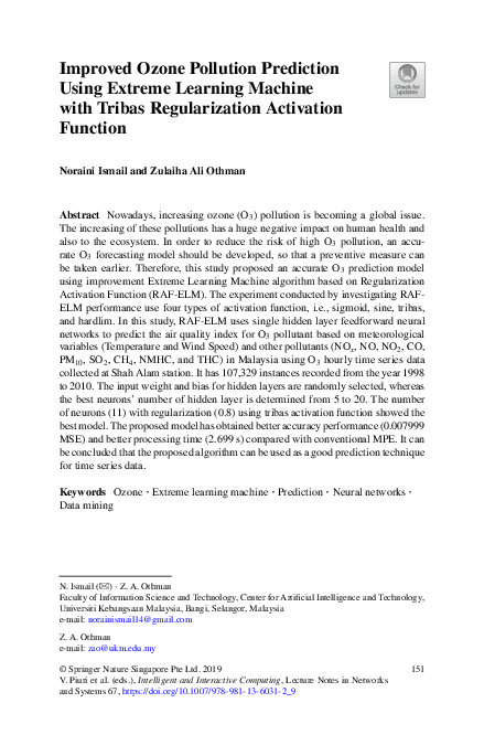 (PDF) Improved Ozone Pollution Prediction Using Extreme Learning Machine with Tribas ...