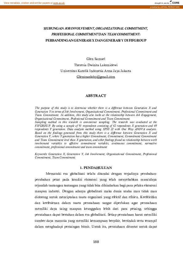 (PDF) Hubungan Job Involvement, Organizational Commitment, Professional ...