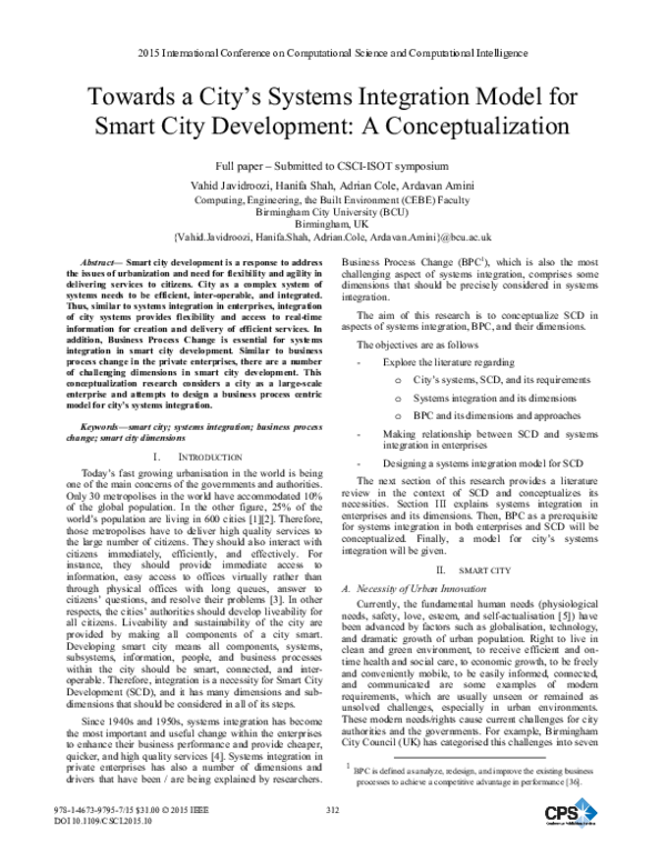 (PDF) Towards a City's Systems Integration Model for Smart City ...