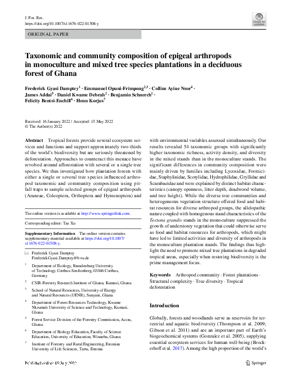 (PDF) Taxonomic and community composition of epigeal arthropods in ...