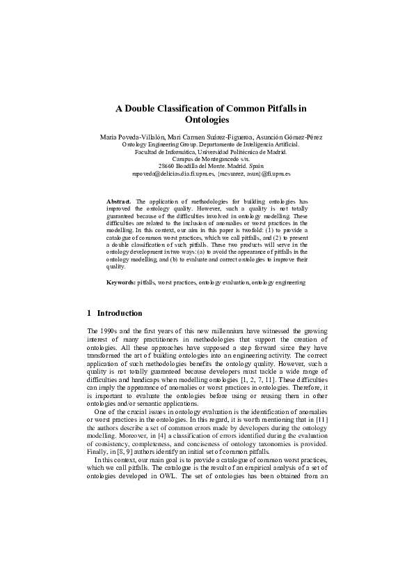 (PDF) A double classification of common pitfalls in ontologies