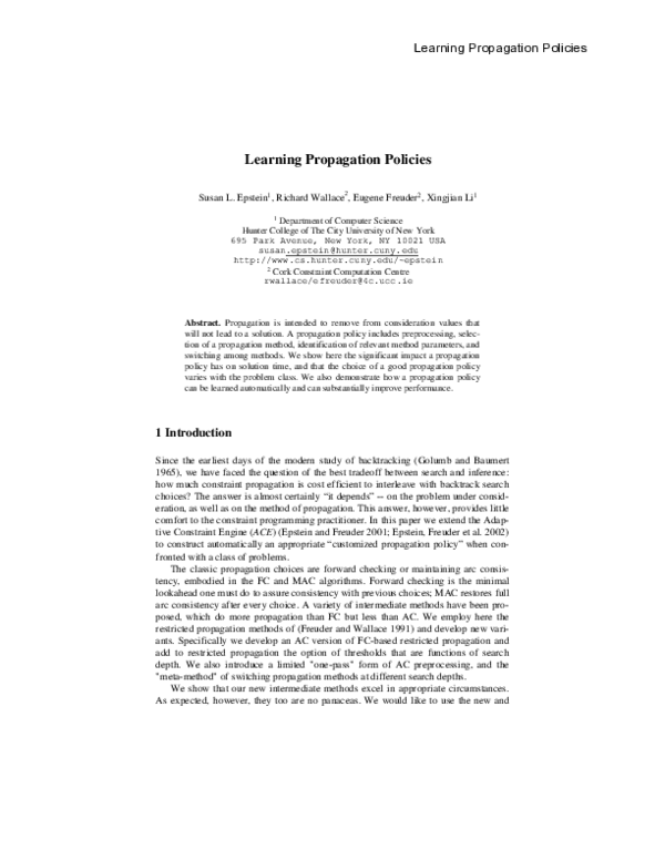 (PDF) Learning propagation policies