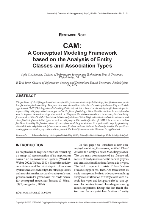 (PDF) CAM: A Conceptual Modeling Framework based on the Analysis of Entity Classes and ...