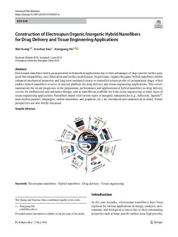 (PDF) Construction of Electrospun Organic/Inorganic Hybrid Nanofibers for Drug Delivery and ...