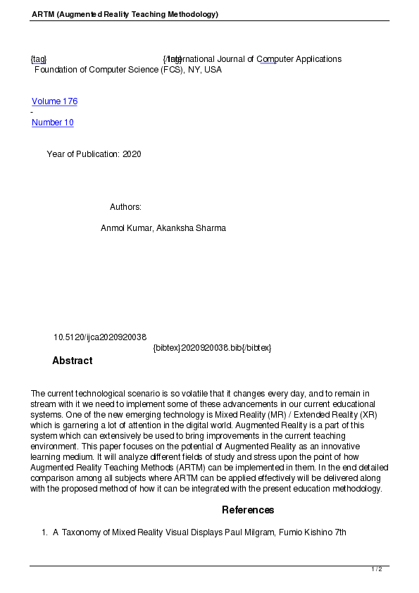 (PDF) ARTM (Augmented Reality Teaching Methodology)