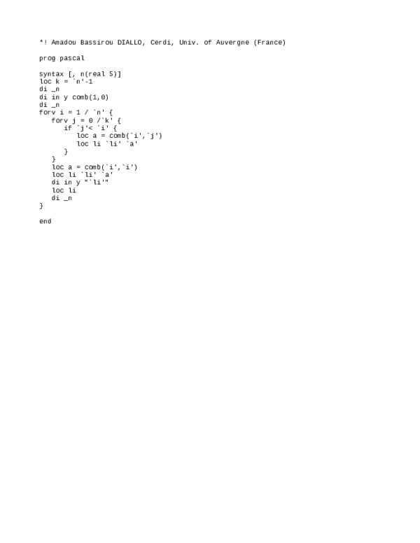 PASCAL: Stata module to draw Pascal's triangle