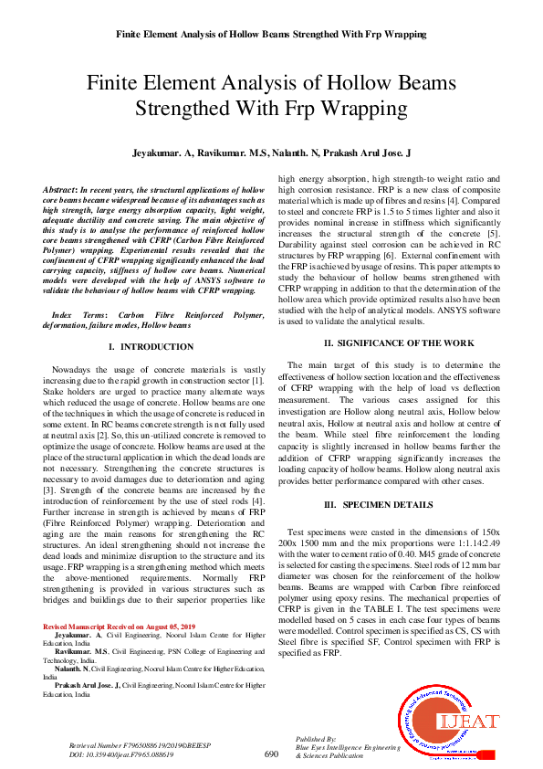 (PDF) Finite Element Analysis of Hollow Beams Strengthed With Frp Wrapping