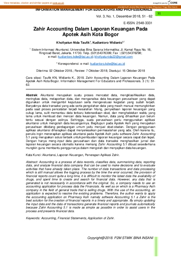 (PDF) Zahir Accounting Dalam Laporan Keuangan Pada Apotek Asih Kota Bogor