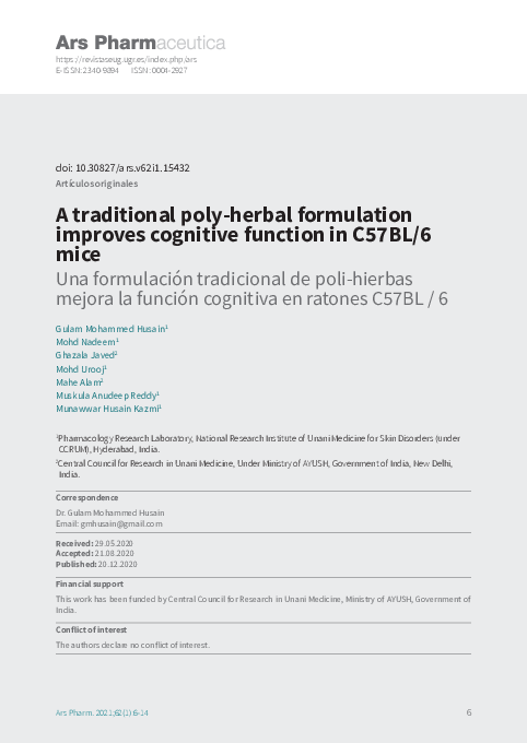 (PDF) A traditional poly-herbal formulation improves cognitive function ...