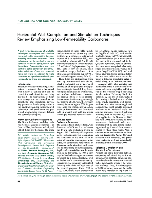 (PDF) Horizontal Well Completion and Stimulation Techniques--A Review ...