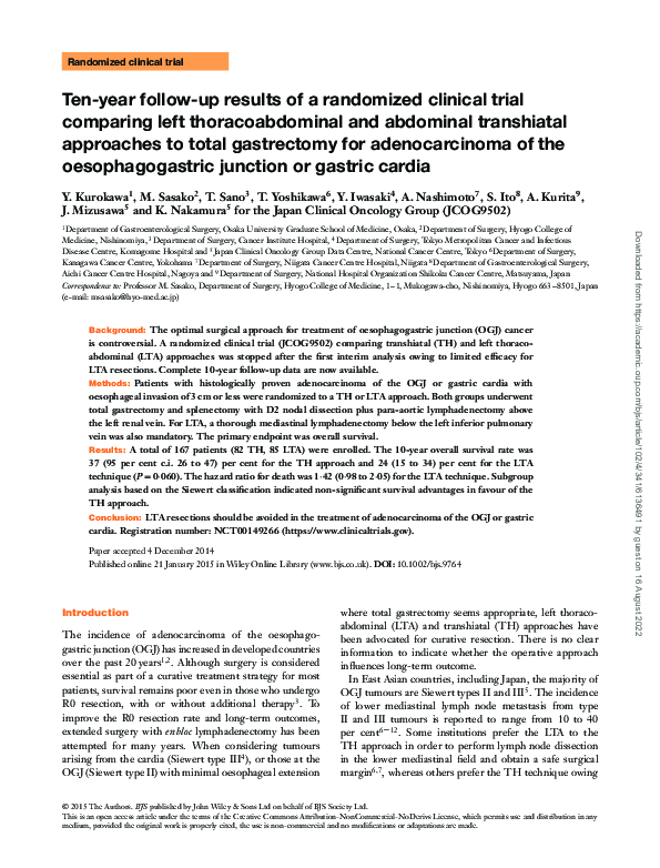 (PDF) Ten-year follow-up results of a randomized clinical trial ...