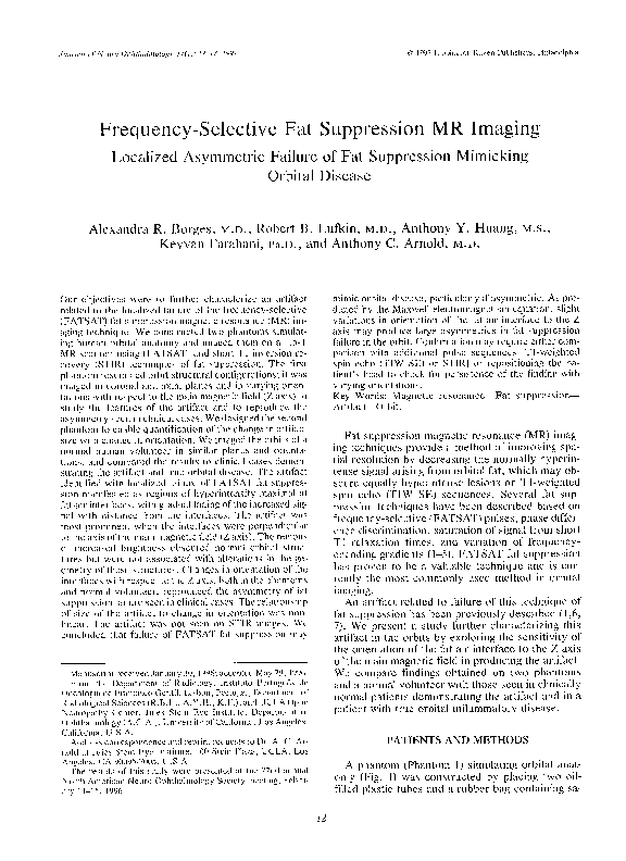 (PDF) Frequency-Selective Fat Suppression MR Imaging