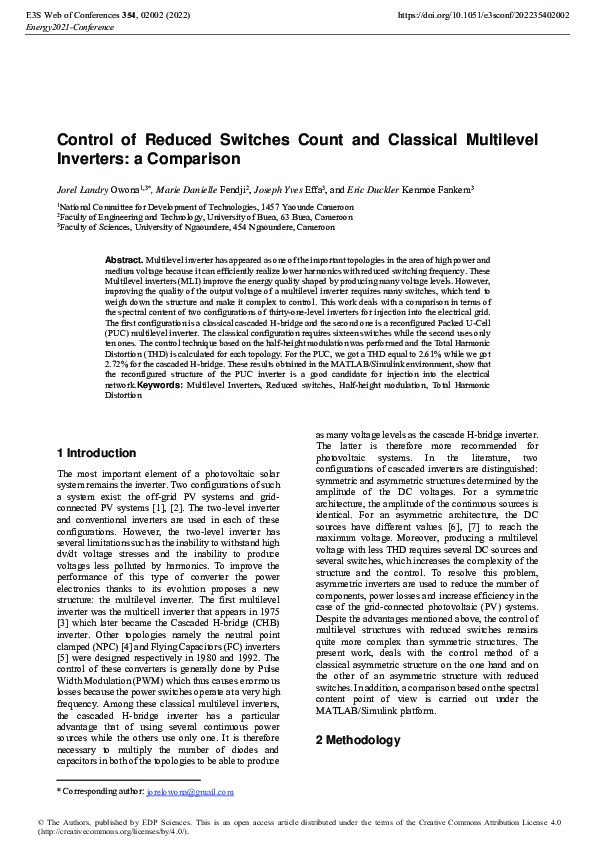 (PDF) Control of Reduced Switches Count and Classical Multilevel ...