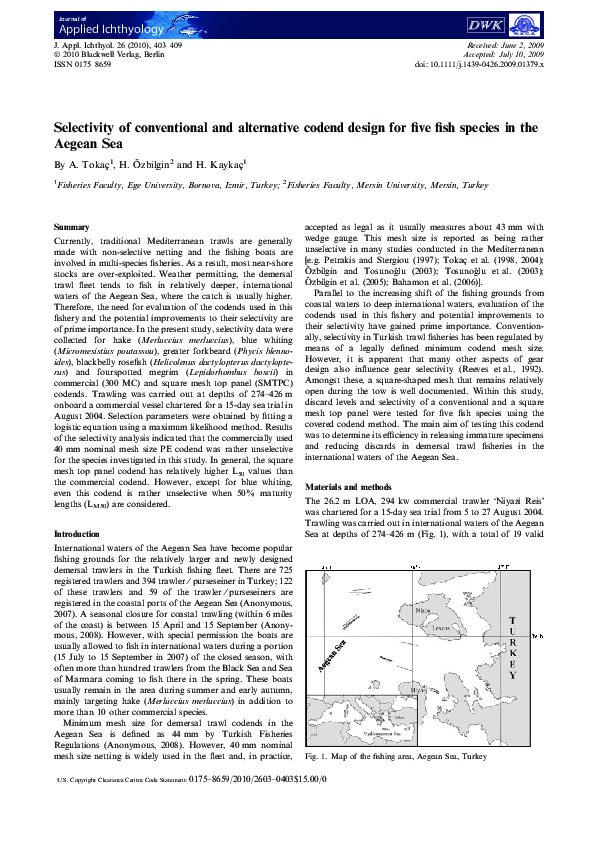 Selectivity of conventional and alternative codend design for five fish ...