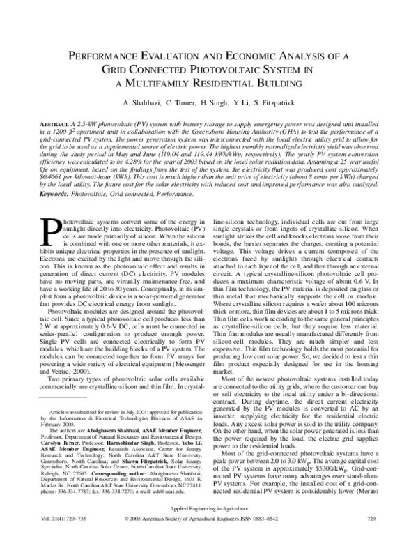 Pdf Performance Evaluation And Economic Analysis Of A Grid Connected