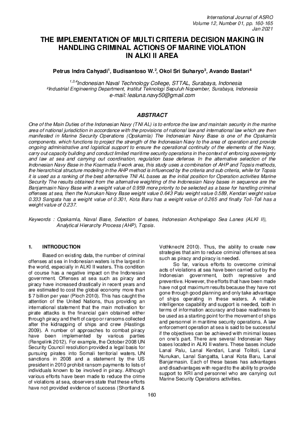 (PDF) The Implementation of Multi Criteria Decision Making in Handling ...