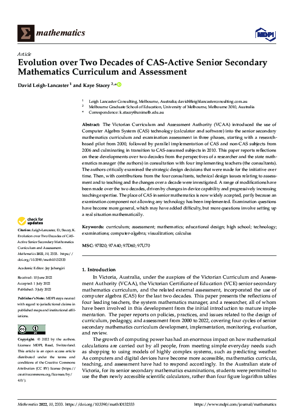 (PDF) Evolution over Two Decades of CAS-Active Senior Secondary ...