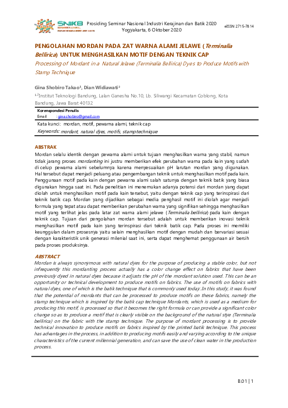 (PDF) Pengolahan Mordant Pada Zat Warna Alami Jelawe (Terminalia ...